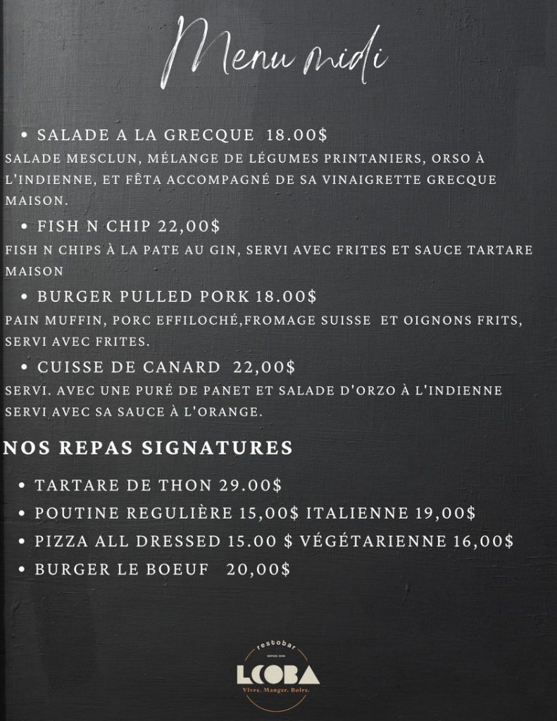 Menu-midi - LOOBA